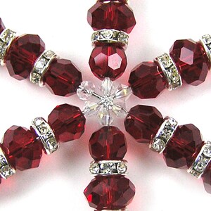 Snowflake Ornament Red Crystal Bead Handmade Snowflake With Rhinestones ...