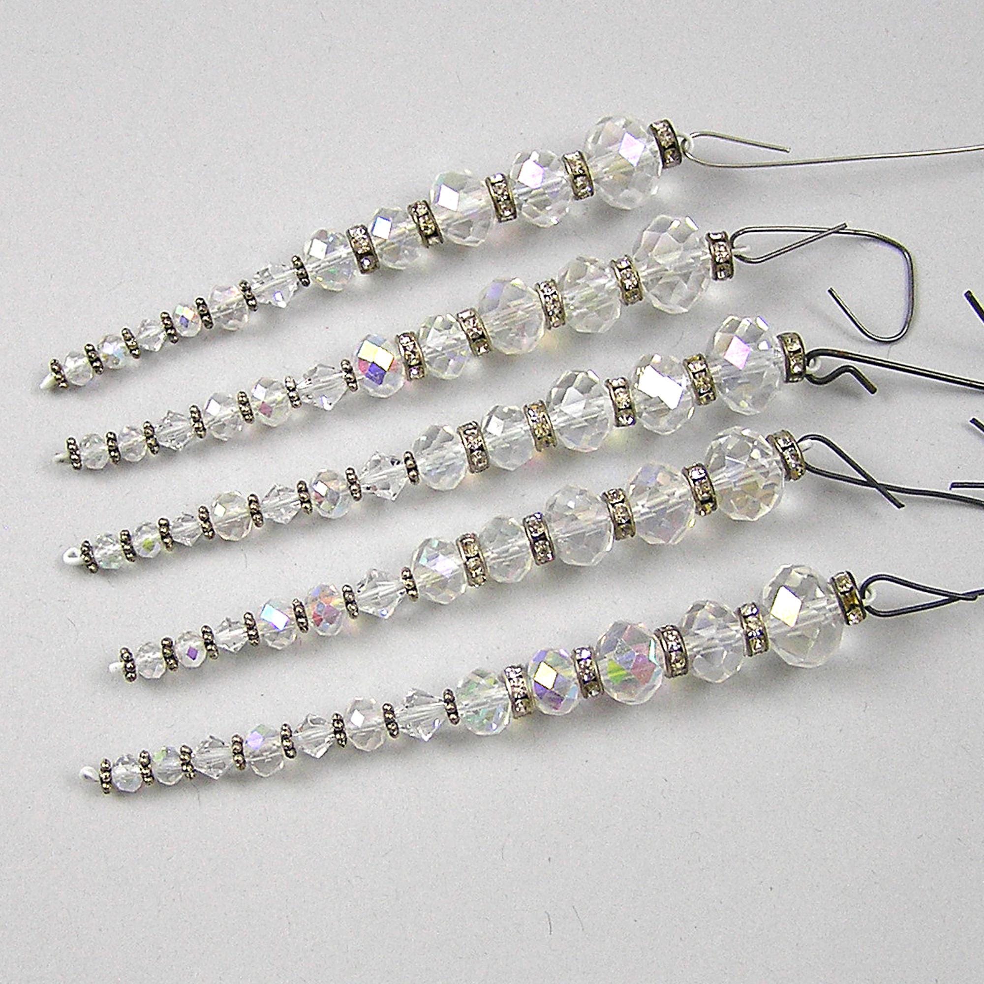 Crystal Icicles Set of 5 Handmade Crystal Bead & Rhinestone Icicle ...