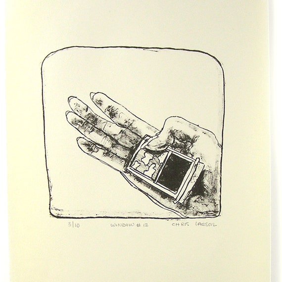 Hand Holding Window Fine Art Print Handmade Lithograph 1972 - Etsy