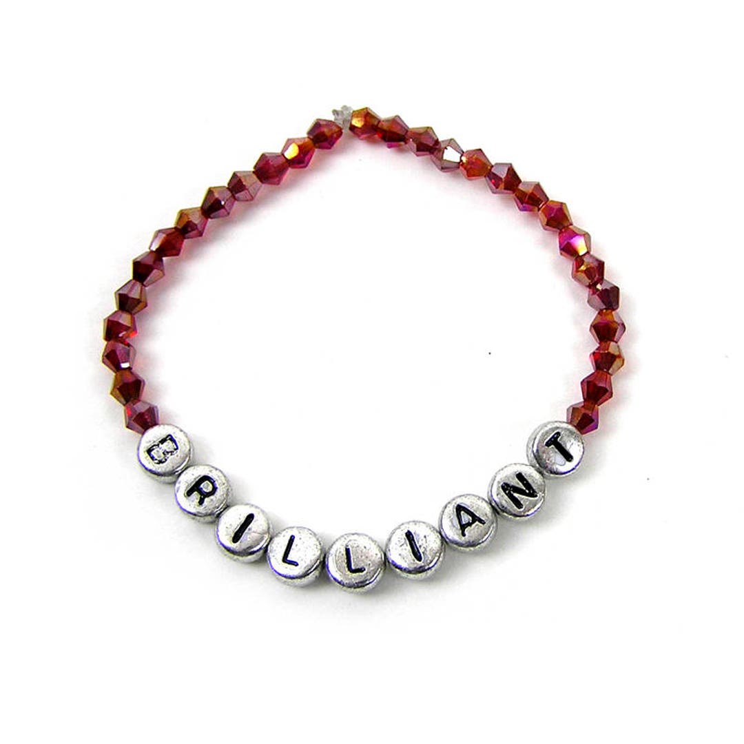Message Bracelet Stretch Bracelet Red Crystal Bead Bracelet ...