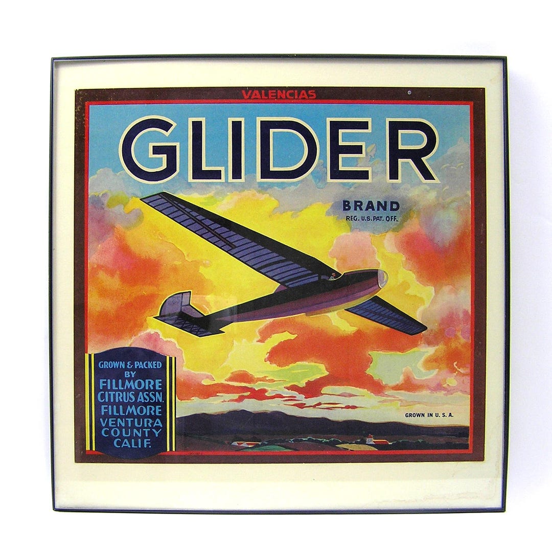 Glider Fruit Crate Label Original Fruit Crate Label Vintage 1930s ...