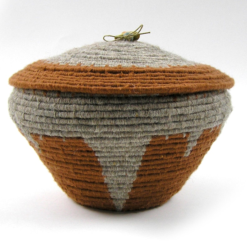 Handmade Basket Coiled Wool Basket With Lid - Etsy