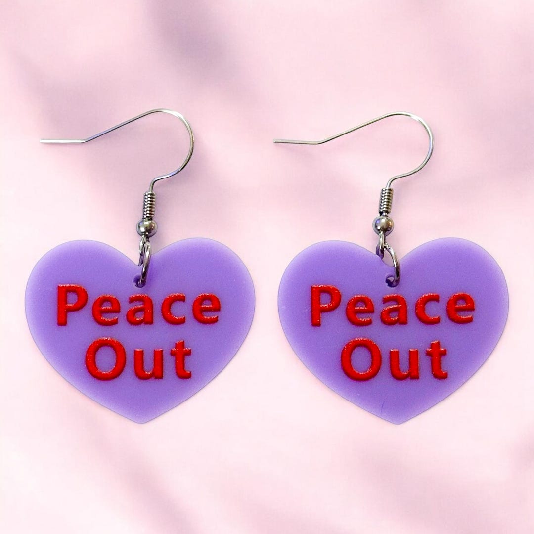 Peace Out Conversation Hearts Purple Earrings - Etsy