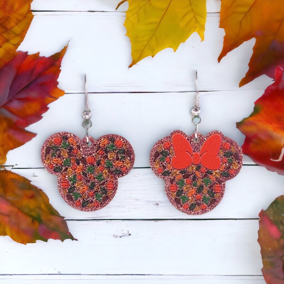 Fall Spirit Mickey and Minnie Mouse Head Earrings - Etsy