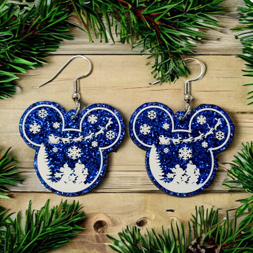 Mickey and Minnie Christmas Eve Mouse Head Earrings - Etsy