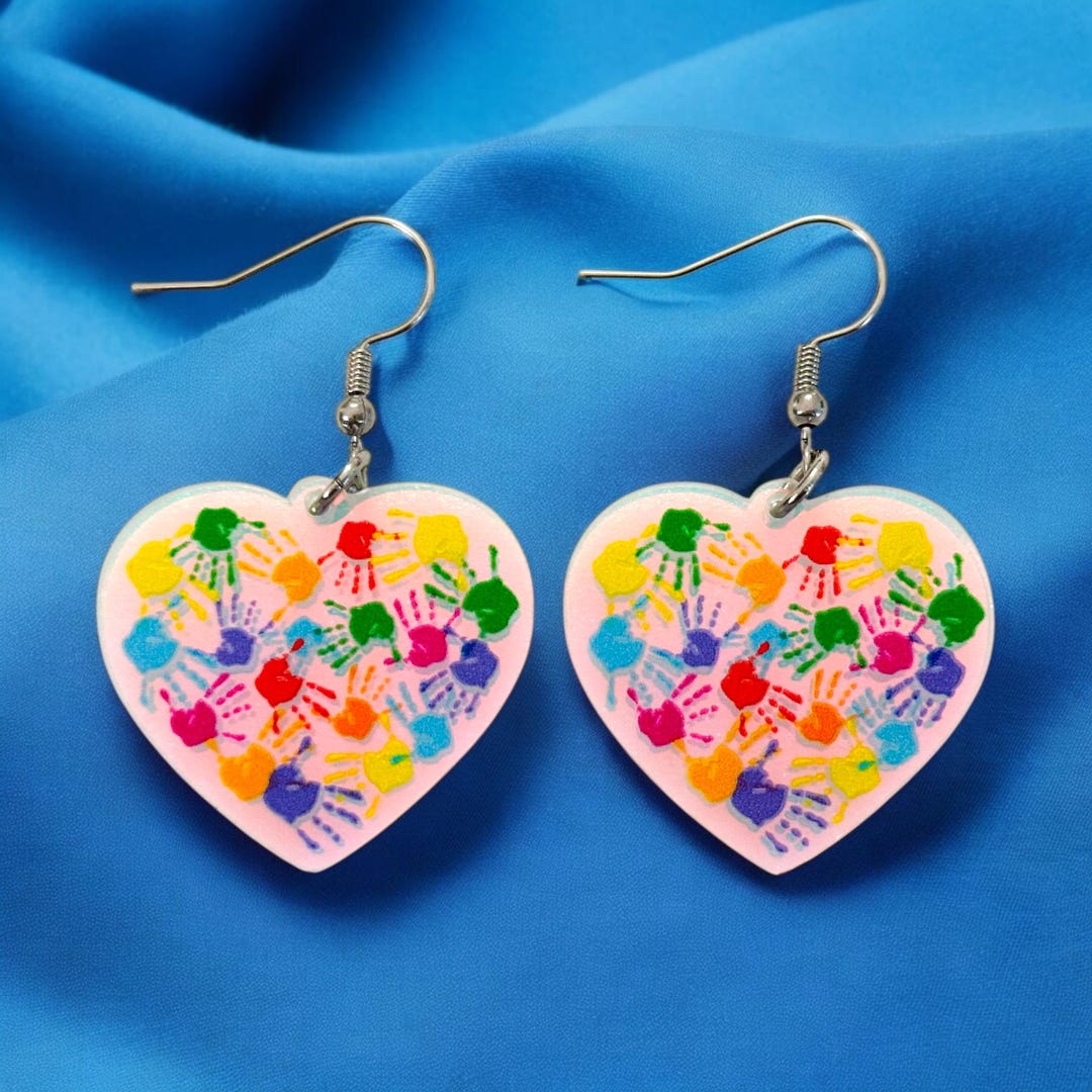 Handprint Hearts Autism Awareness Earrings - Etsy