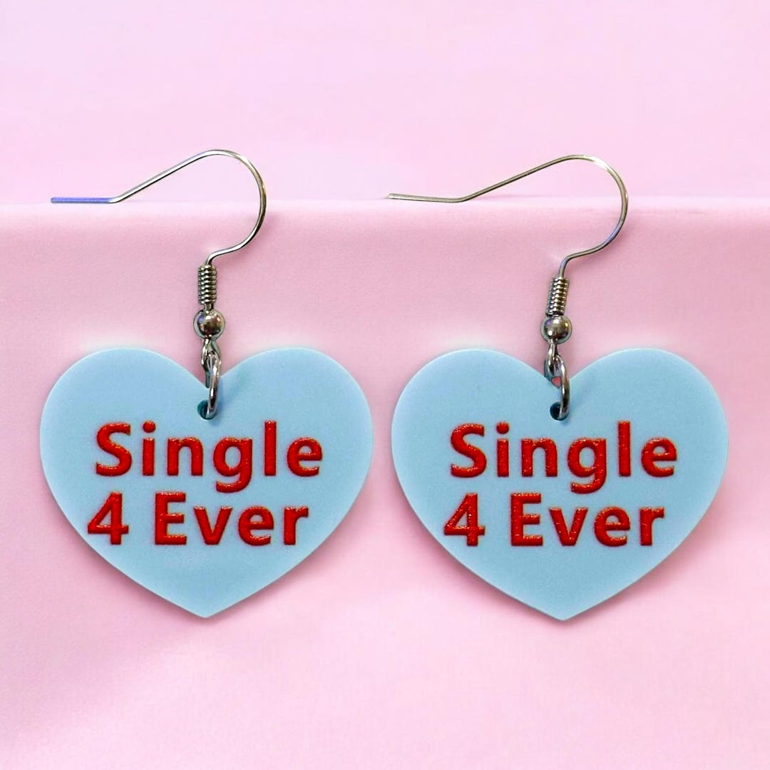 Single 4 Ever Conversation Hearts Blue Earrings - Etsy