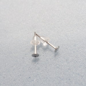 50 (25 Pairs) Small Flat Earring Posts With Rubber Backs - Flat Stud ...