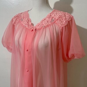1960s Shadowline Pink Sheer Robe Peignoir 60s Pin up Lingerie Mcm Glam ...