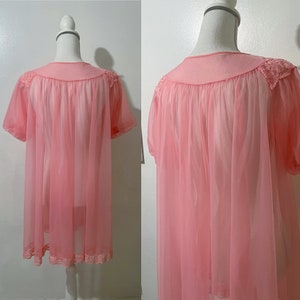 1960s Shadowline Pink Sheer Robe Peignoir 60s Pin up Lingerie Mcm Glam ...