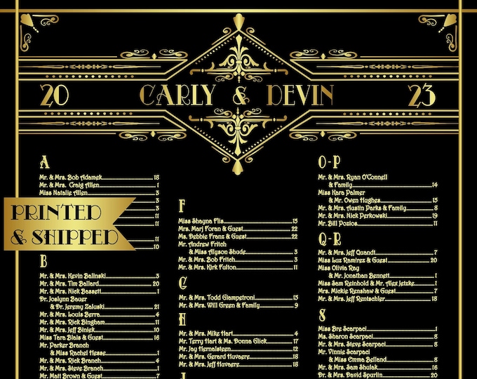 Wedding Seating Chart Art Deco, Great Gatsby Wedding Seating Chart ...