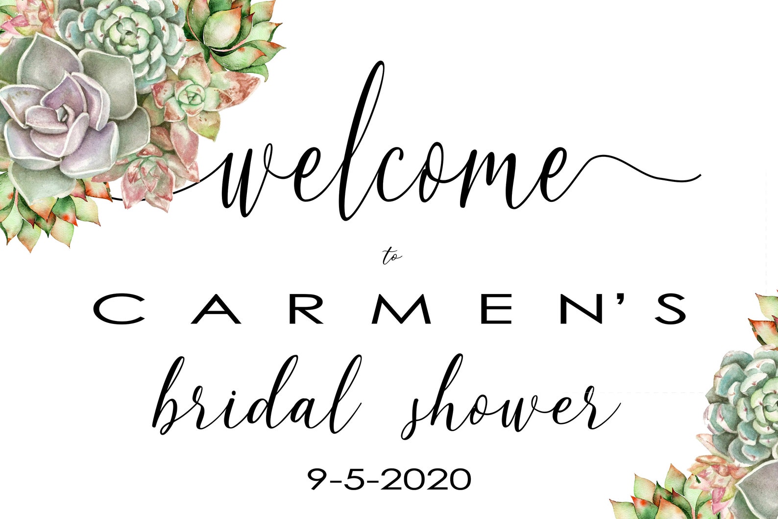 Succulent Wedding Welcome Celebration Sign Gold & Green | Etsy