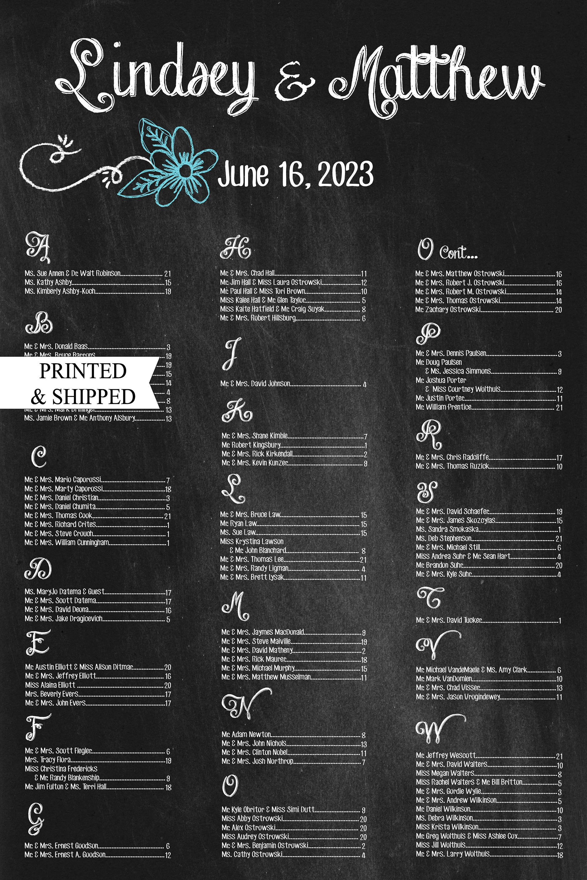 Chalkboard Seating Chart Template