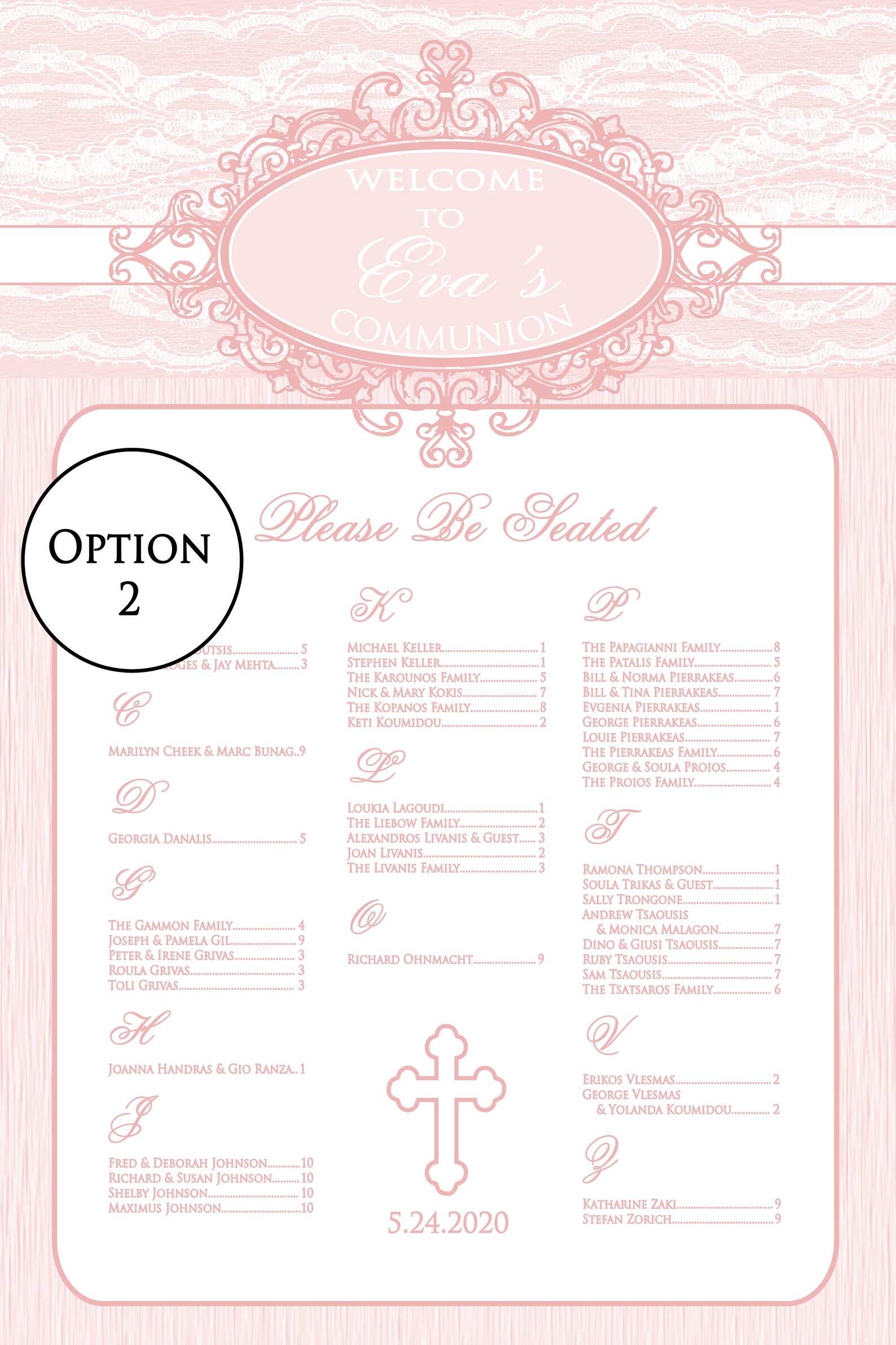 First Holy Communion Girl Seating Chart Baptism Confirmation - Etsy