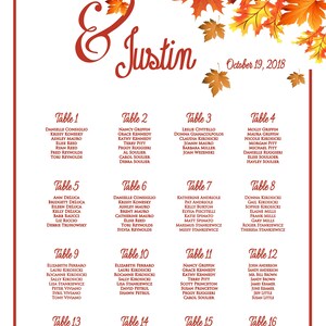 Fall Leaves Seating Chart, Autumn Leaves Seating Plan, Printed Seating ...