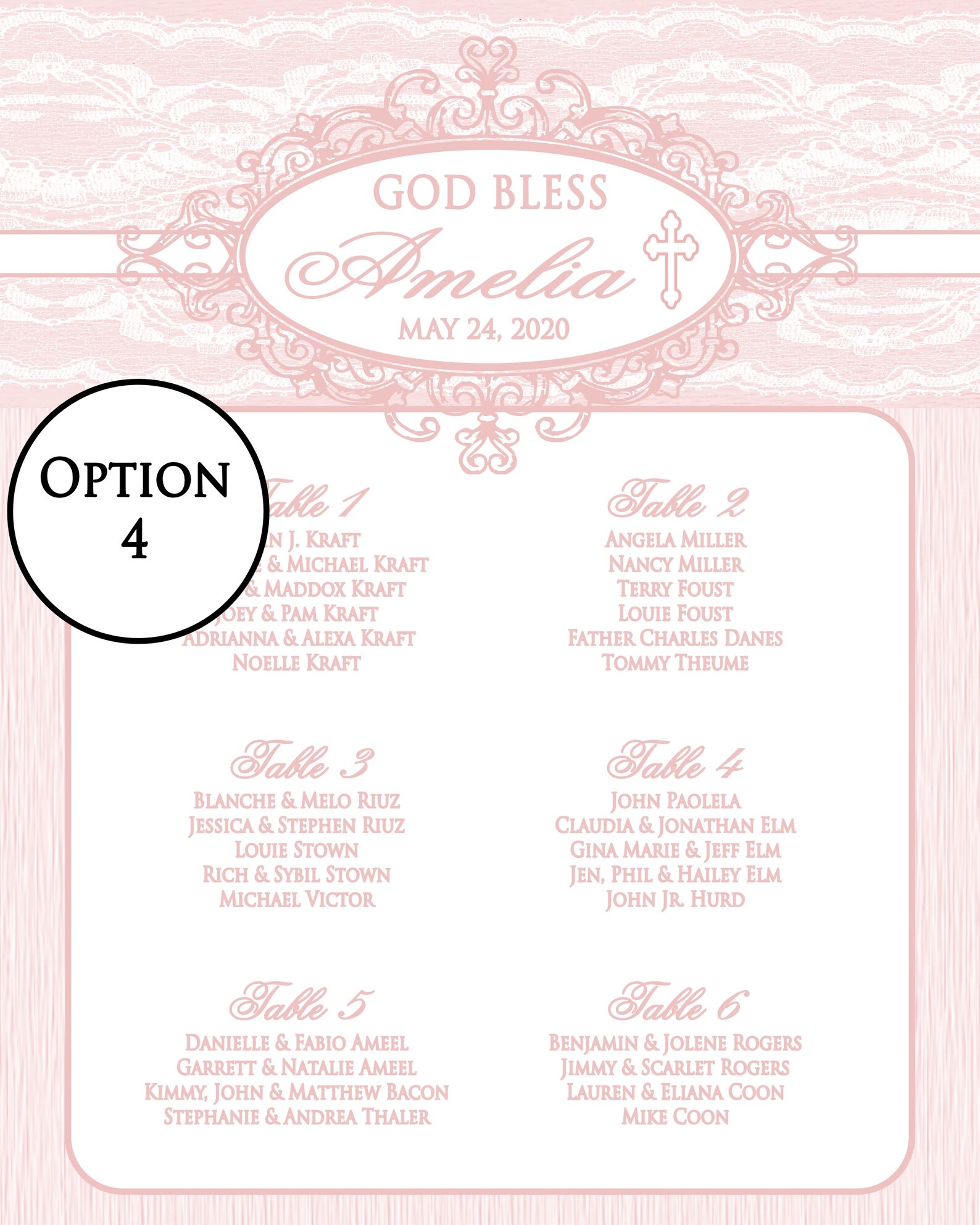 First Holy Communion Girl Seating Chart Baptism Confirmation - Etsy