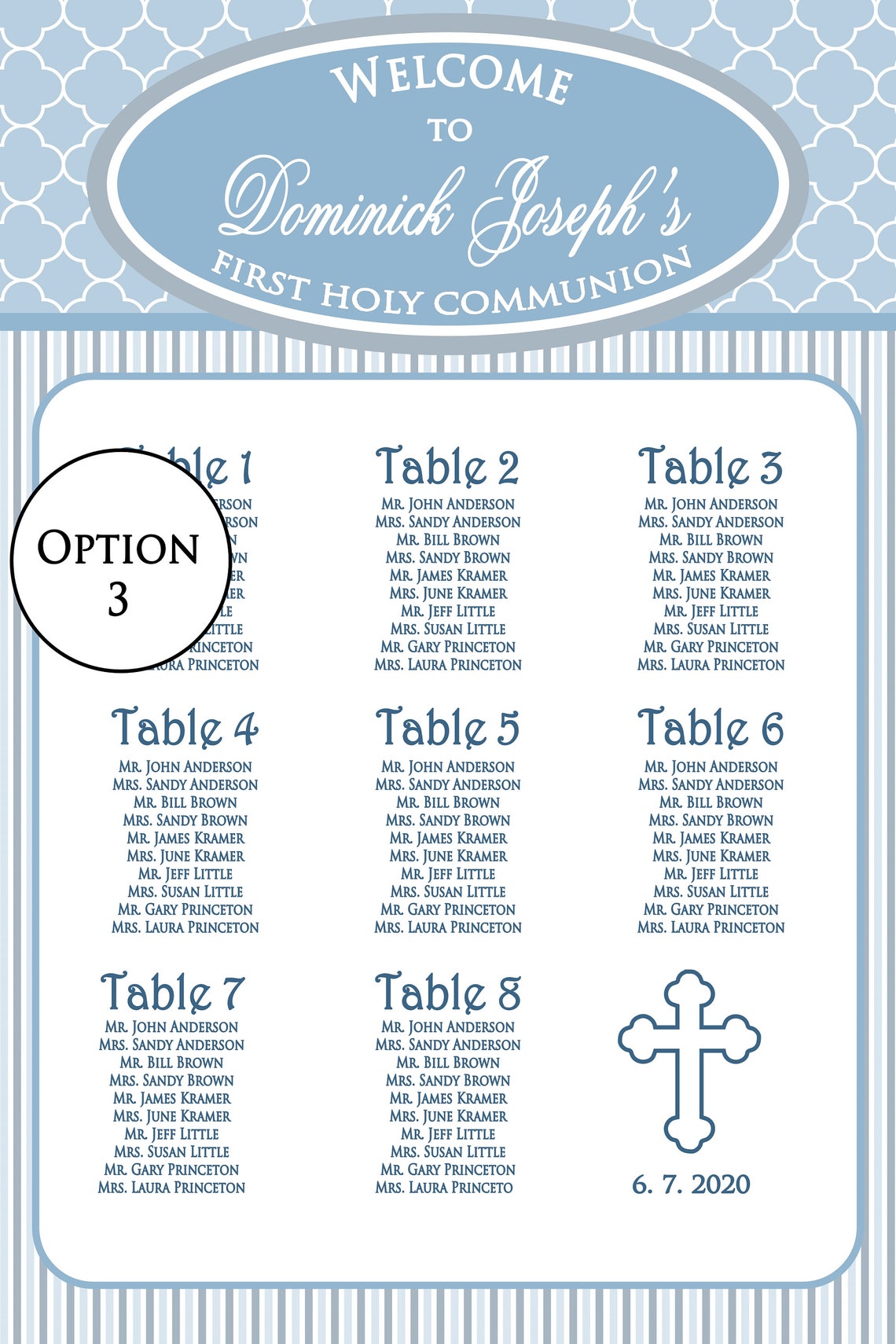 First Holy Communion Boy Seating Chart Christening Baptism - Etsy