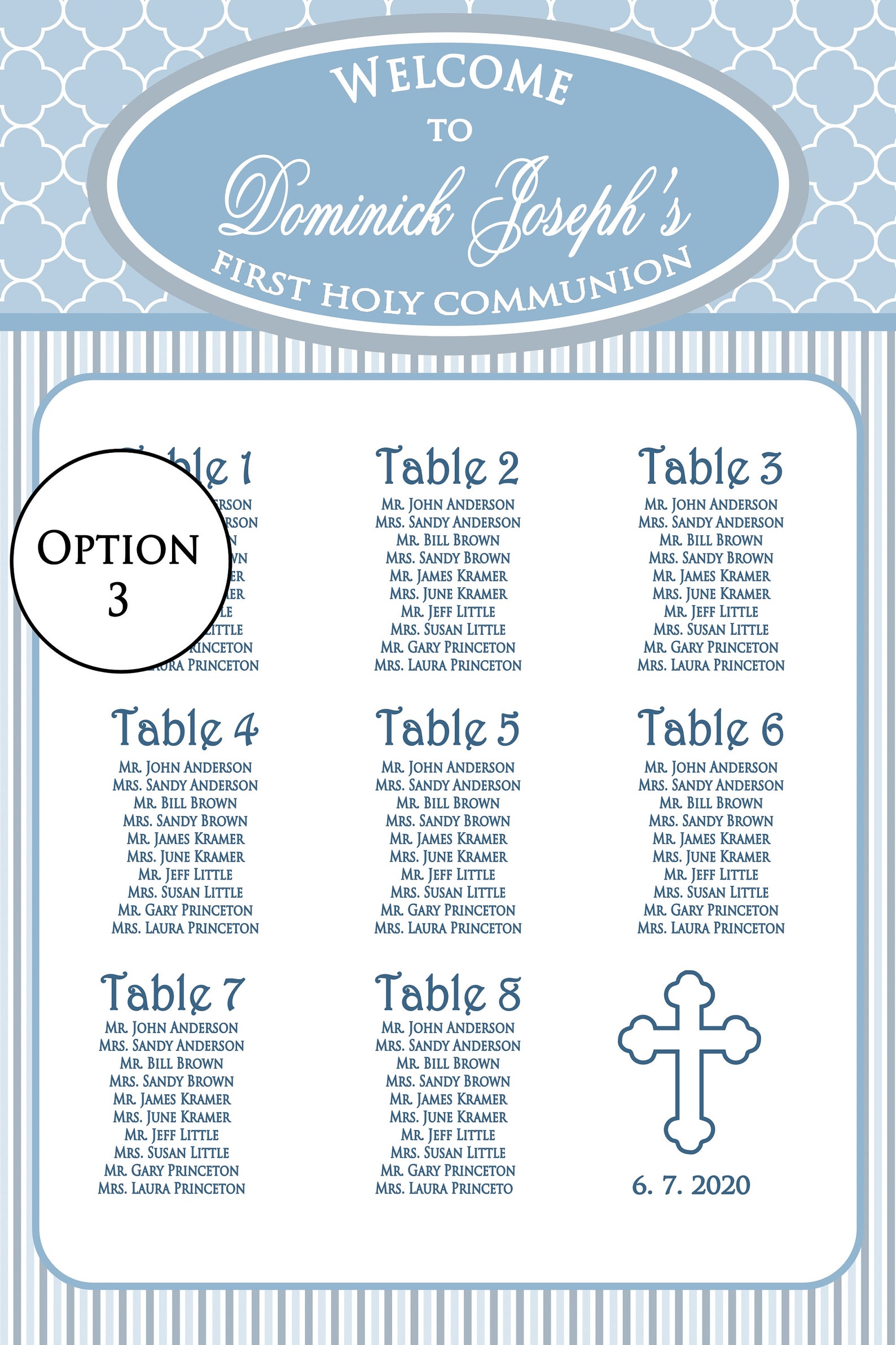 First Holy Communion Boy Seating Chart Christening Baptism - Etsy