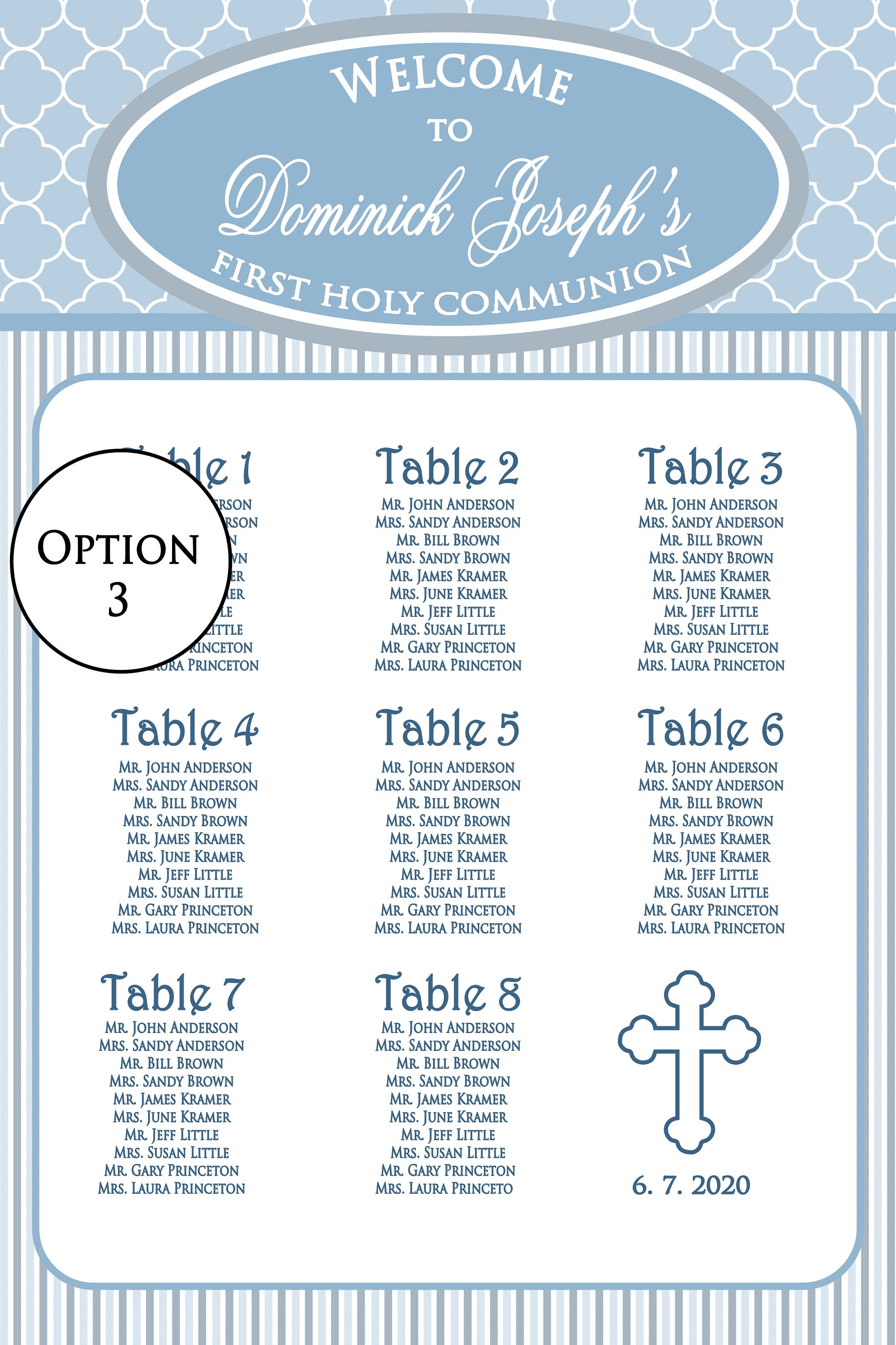 First Holy Communion Boy Seating Chart Christening Baptism | Etsy