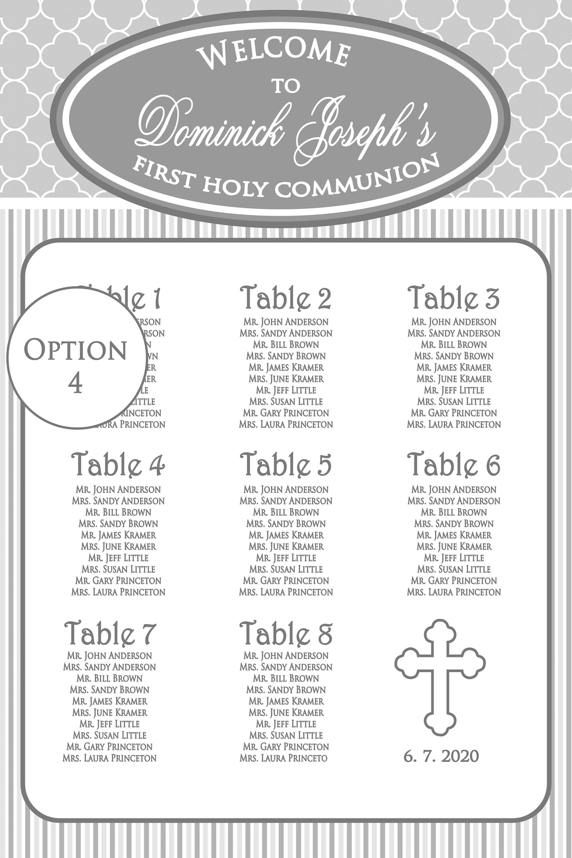 First Holy Communion Boy Seating Chart Christening Baptism - Etsy