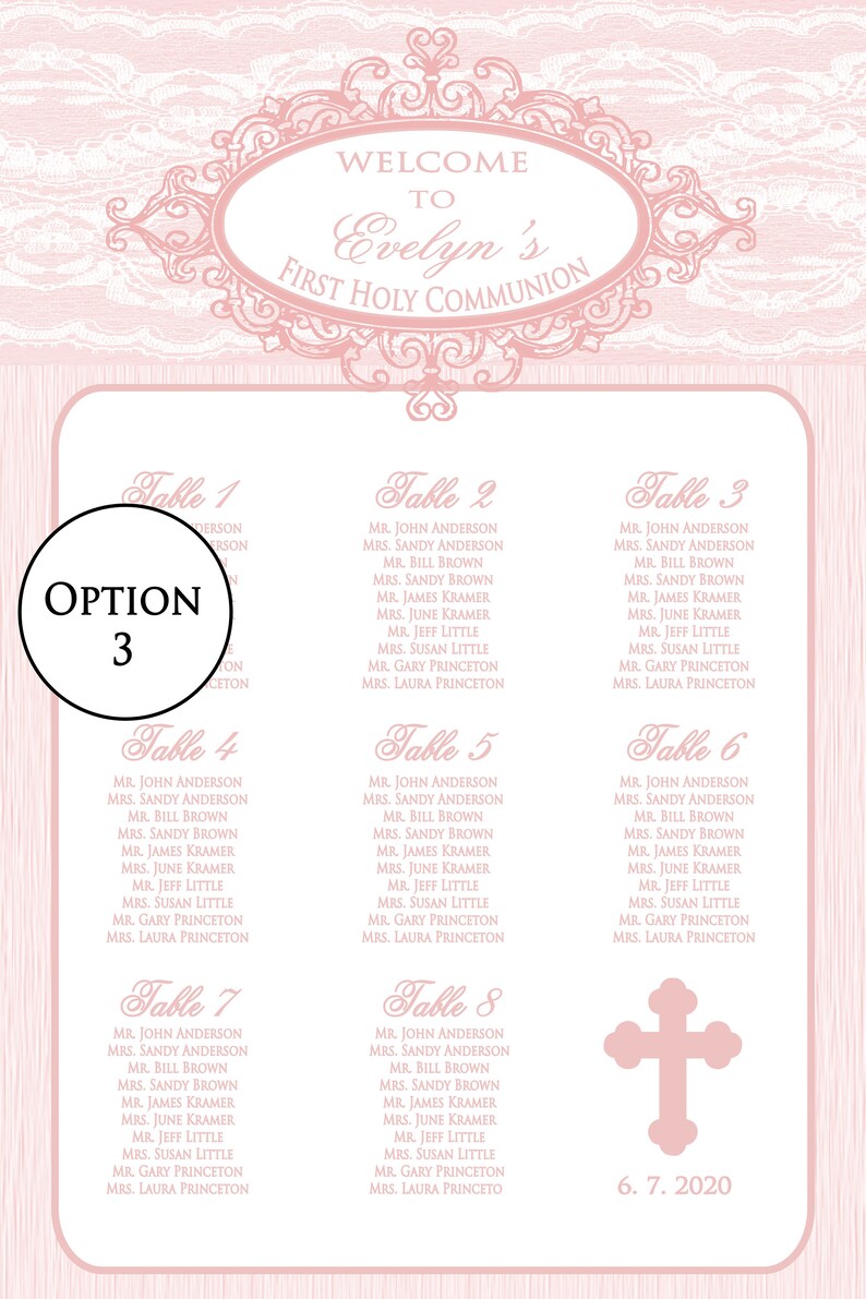 First Holy Communion Girl Seating Chart Baptism Confirmation - Etsy
