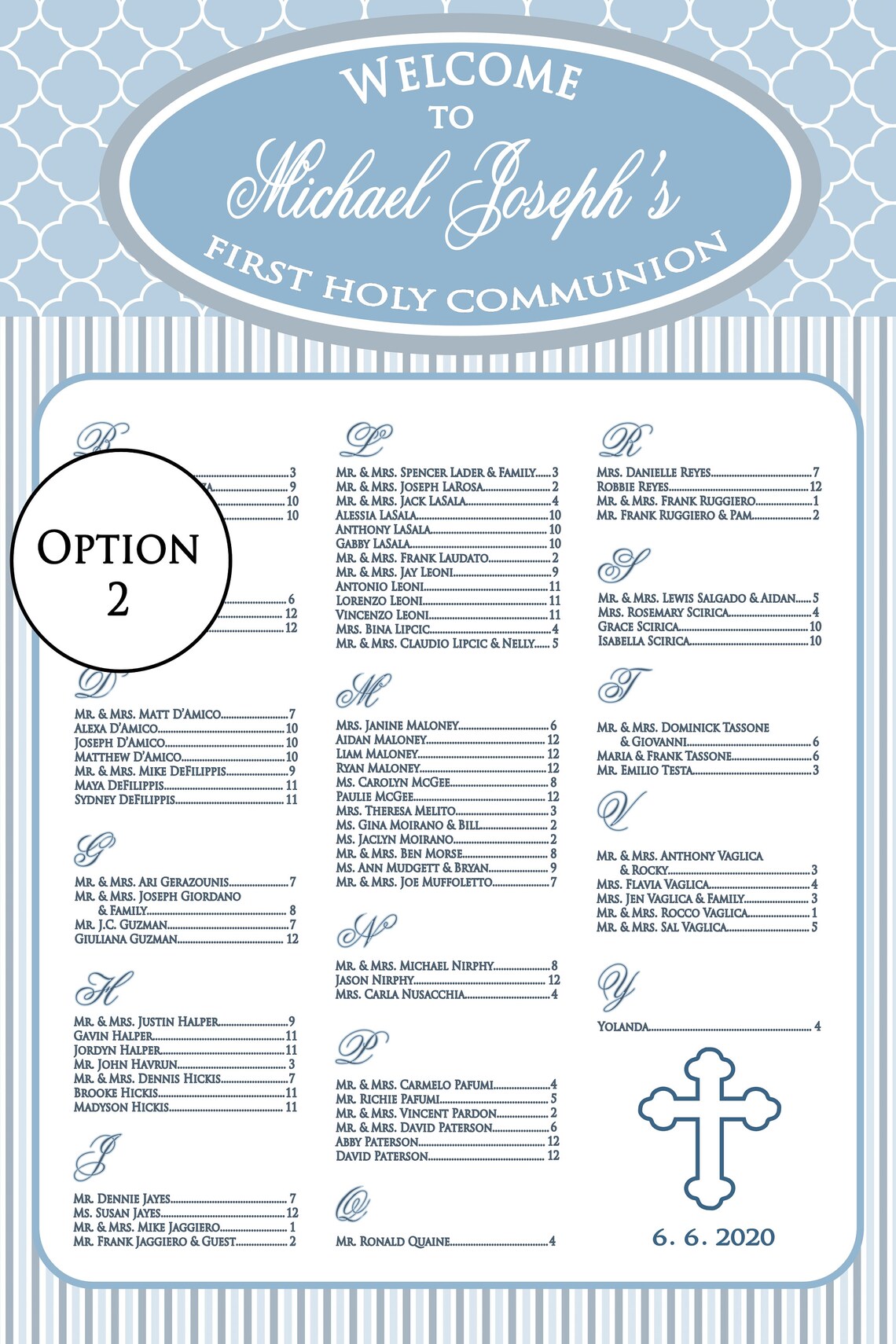 First Holy Communion Boy Seating Chart Christening Baptism - Etsy
