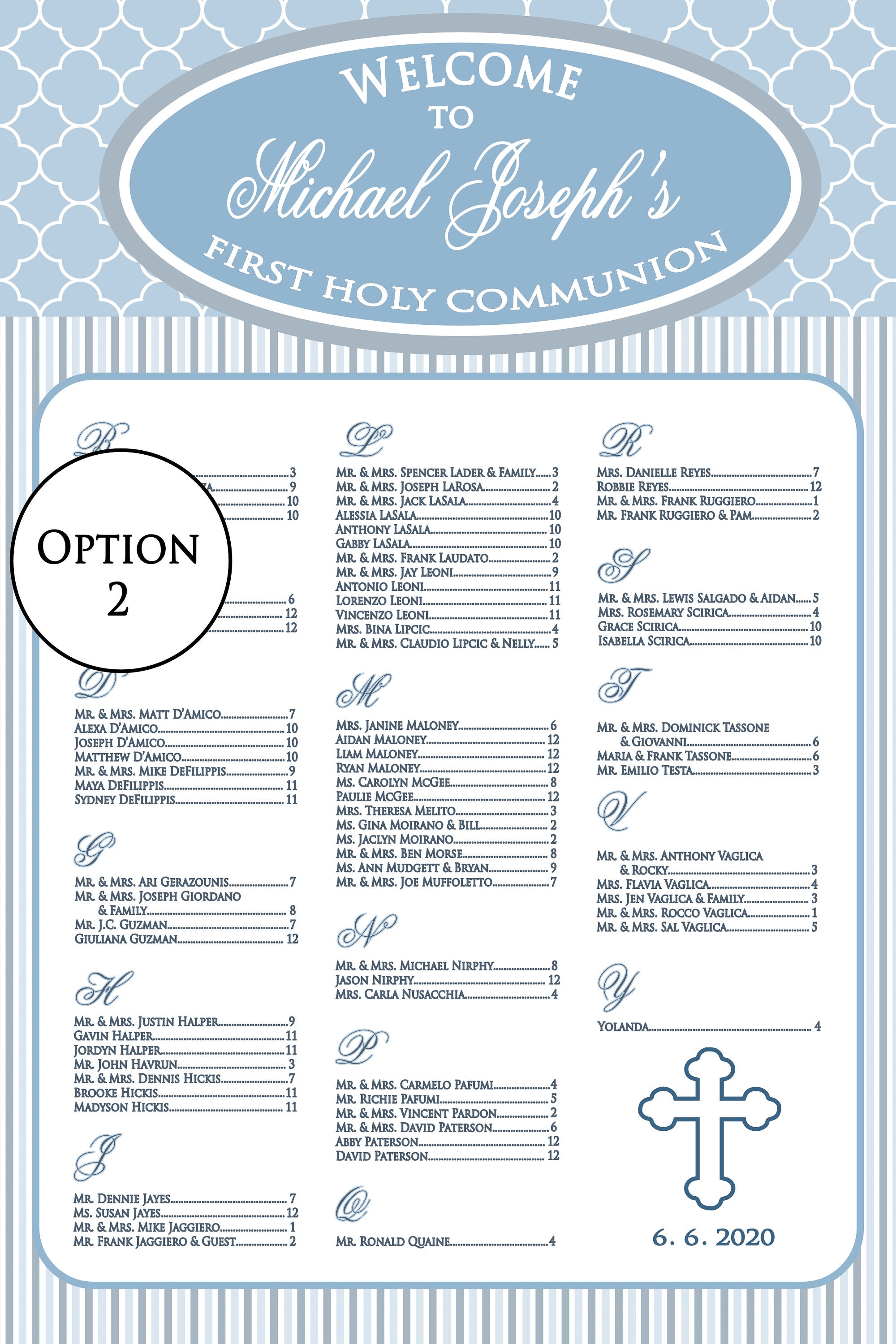 First Holy Communion Boy Seating Chart Christening Baptism | Etsy