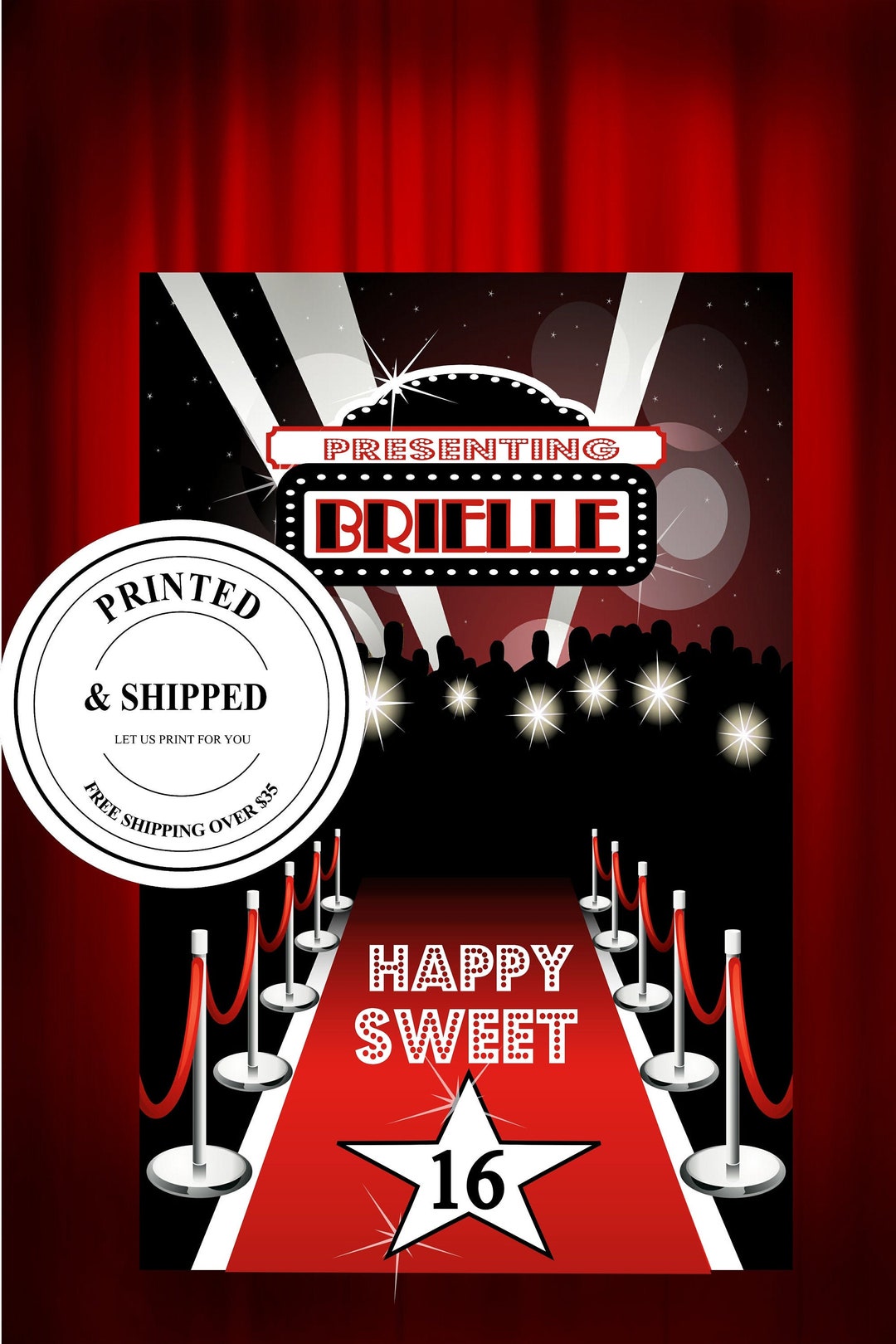 Red Carpet Hollywood Party Poster,printed Hollywood Movie Theme Wedding ...