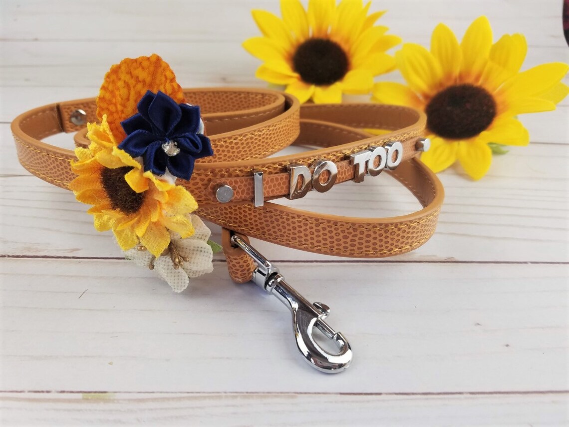 Sunflower Collar and Leash | Wedding Dog Collar | 18 Color Choices ...
