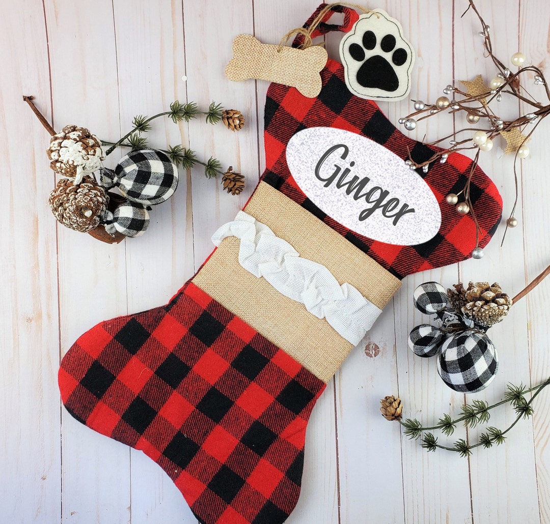 Personalized Dog Stocking | Stocking for Dogs | Buffalo Plaid Stocking ...