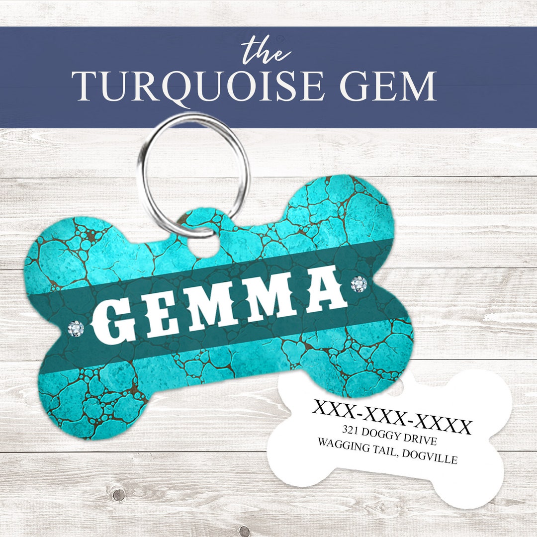 Western Pet ID Tag the Turquoise Gem Cowgirl ID Tag Custom Dog Tag ...