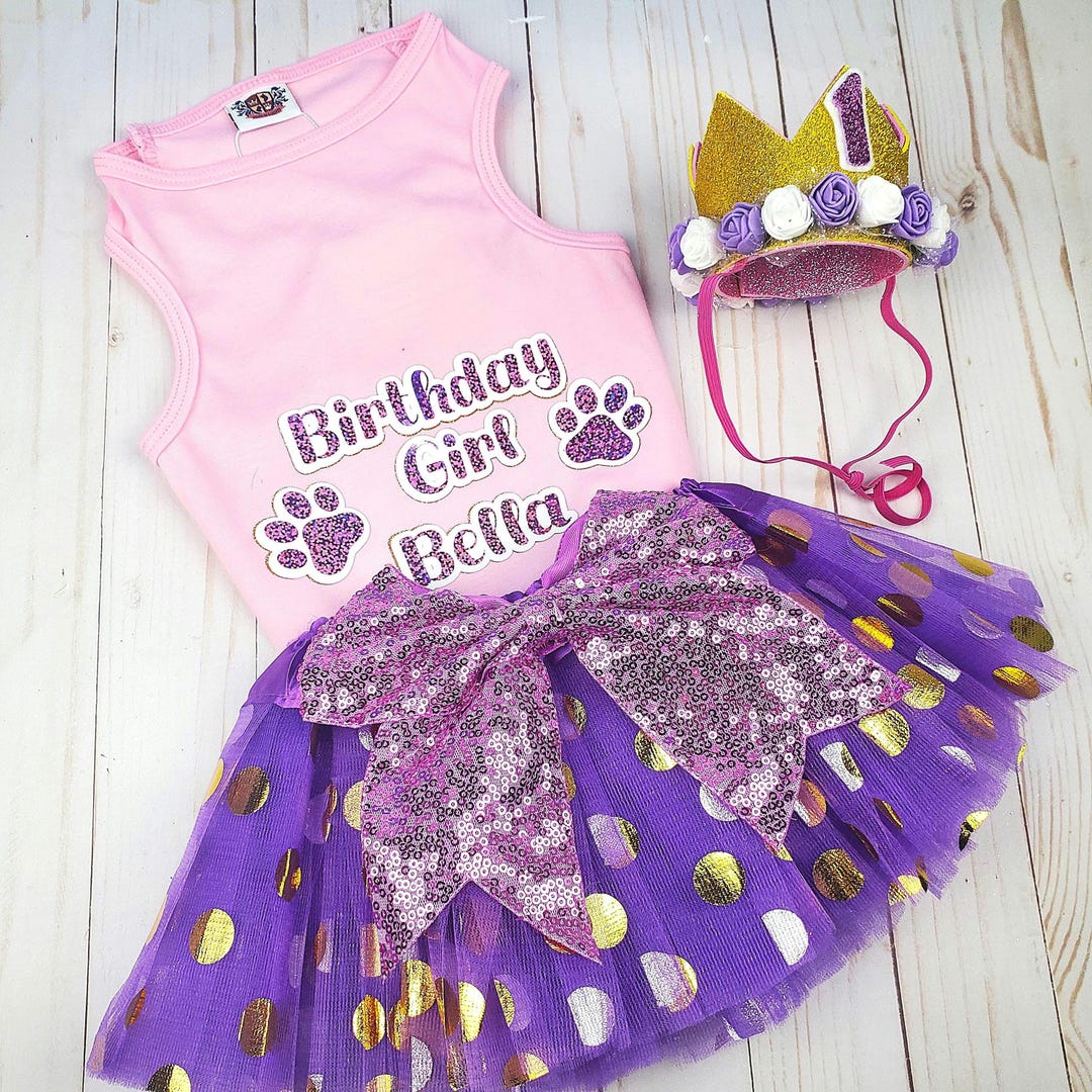 Personalized Dog Pink and Purple Birthday Outfit | Birthday Girl Dog ...