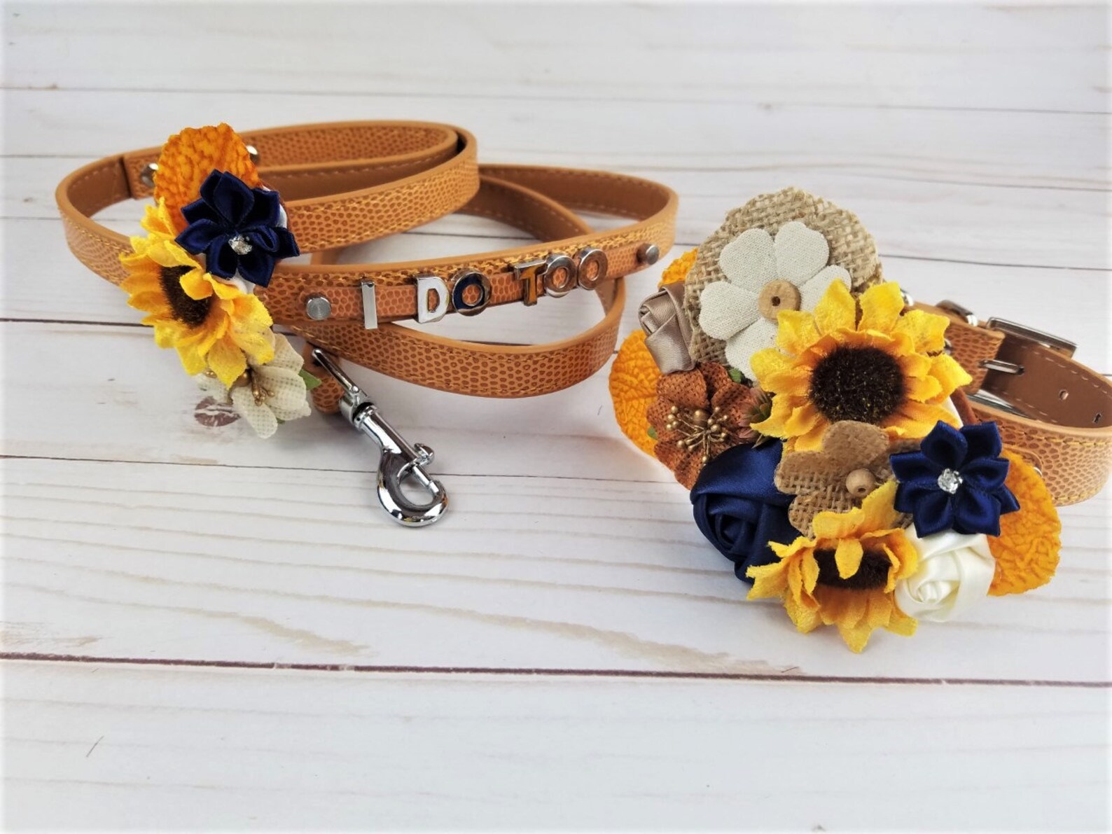 Sunflower Collar and Leash Wedding Dog Collar 18 Color | Etsy