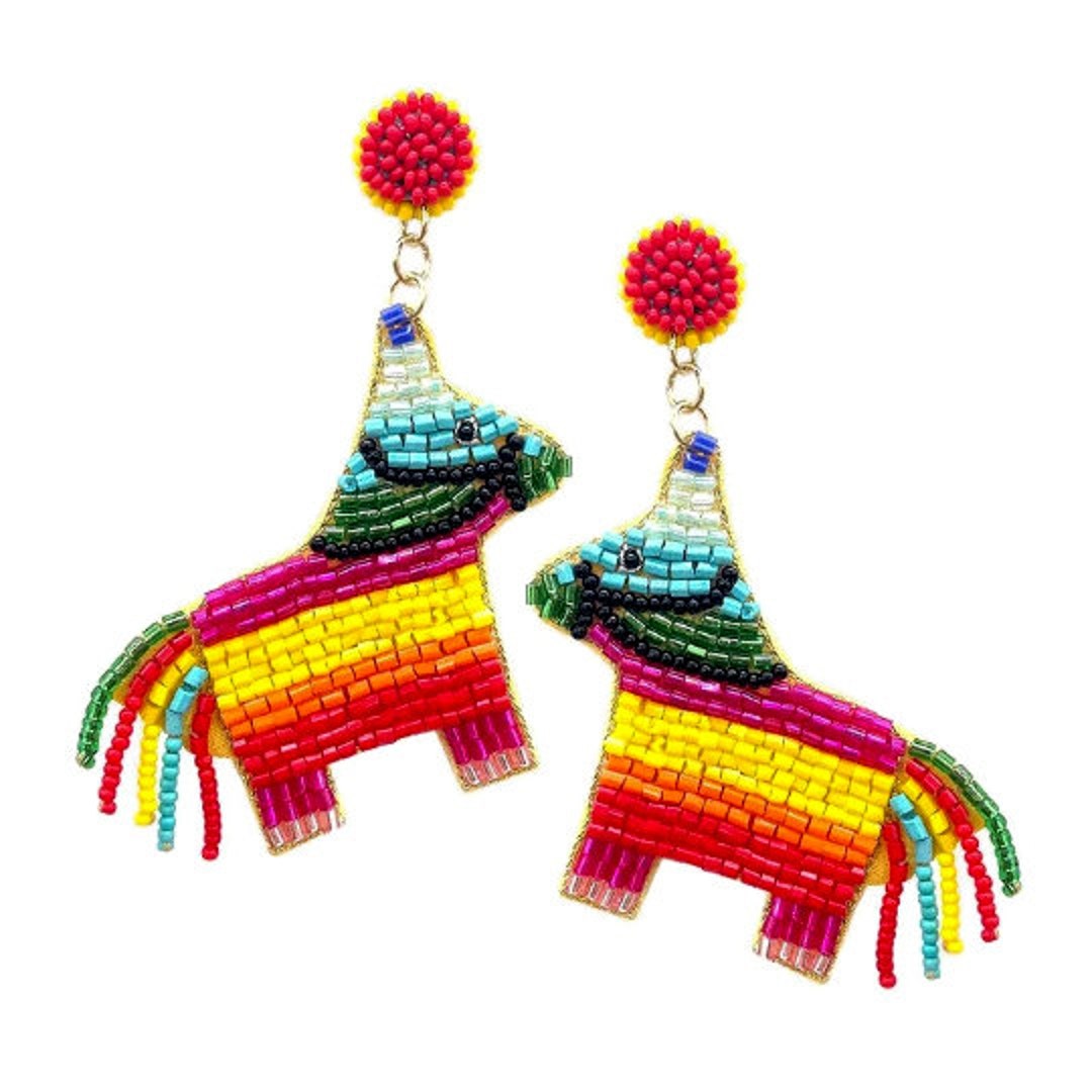 Donkey Pinata Earrings Seed Beaded Earrings - Etsy