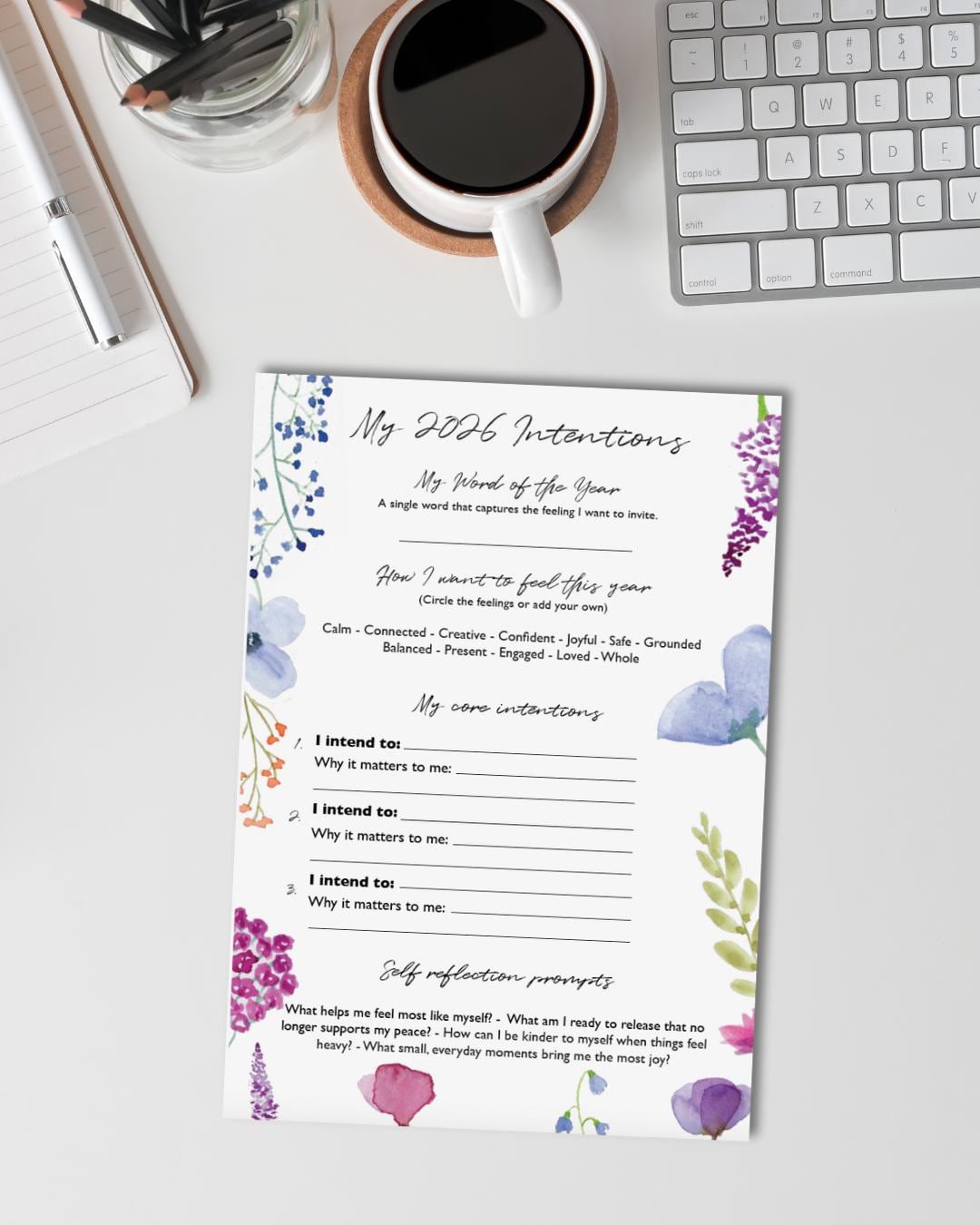 2026 Yearly Intentions | Digital Intentions Journal Page | Watercolor ...