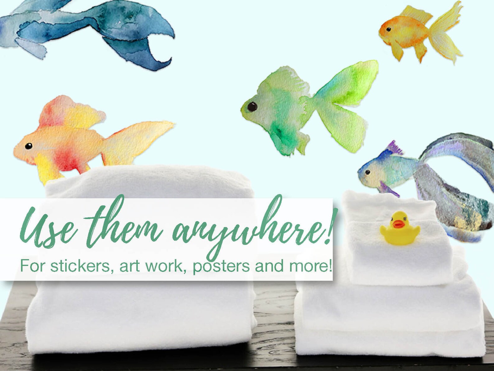 Watercolor Fish & Bubbles Clip Art Set: Hand Painted Images. Instant ...