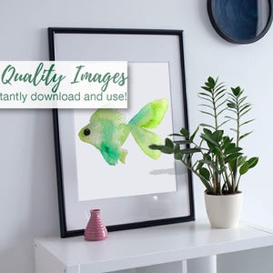 Watercolor Fish & Bubbles Clip Art Set: Hand Painted Images. Instant ...