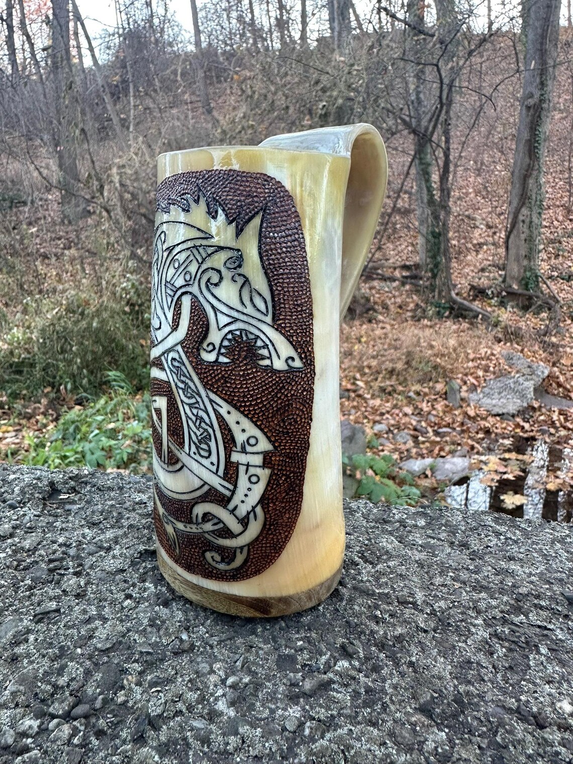 Pyro Engraved Fenrir Drinking Horn Mug - Etsy