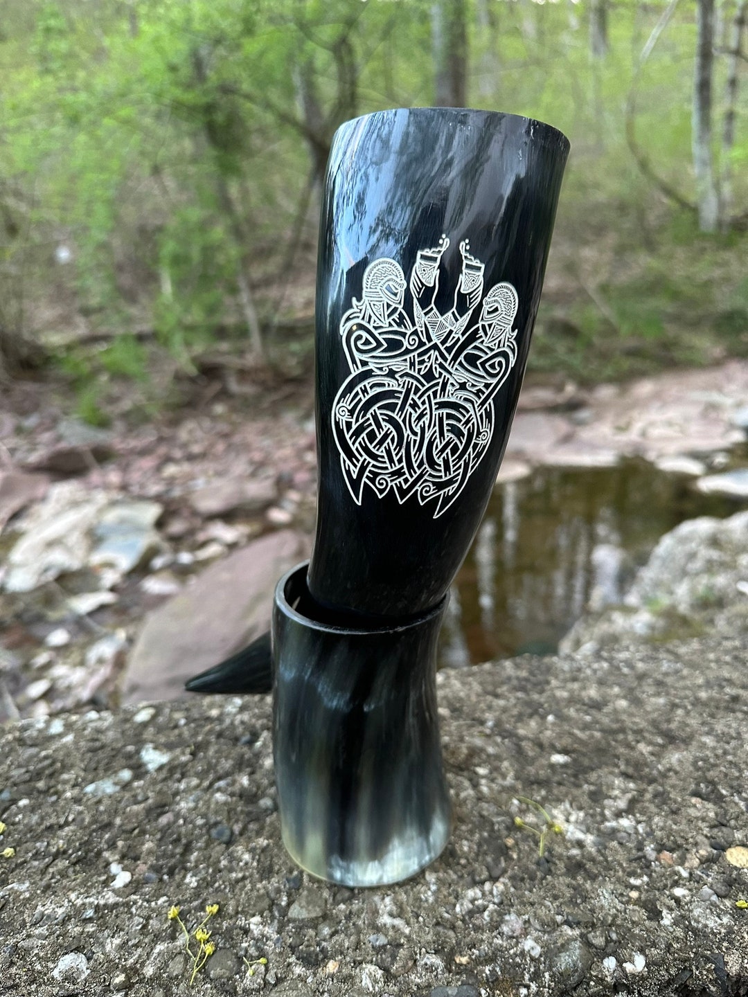 Warriors' Toast Engraved Drinking Horn With Horn Stand - Etsy