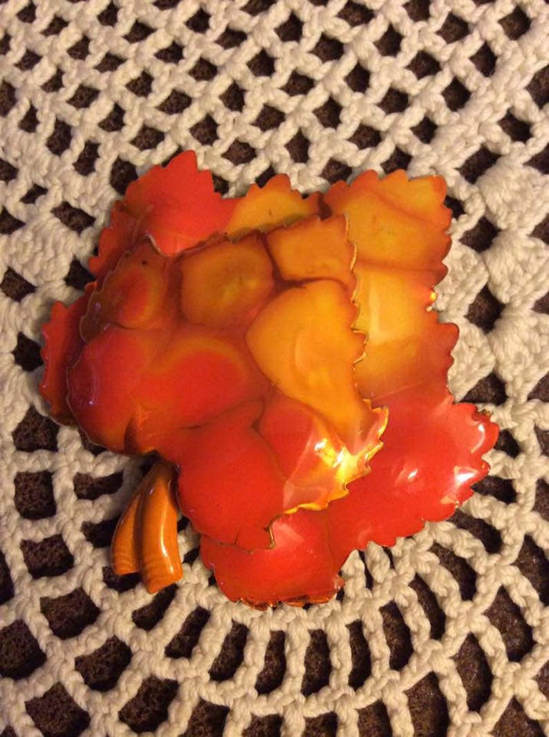 Vintage 1950s 1960s Brooch Pin Autumn Fall Leaf Oranges Signed - Etsy
