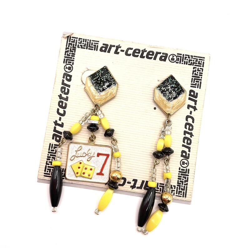 Vintage 1980's 1990's Earrings PIERCED Dangles *art-cetera* Hand Made ...