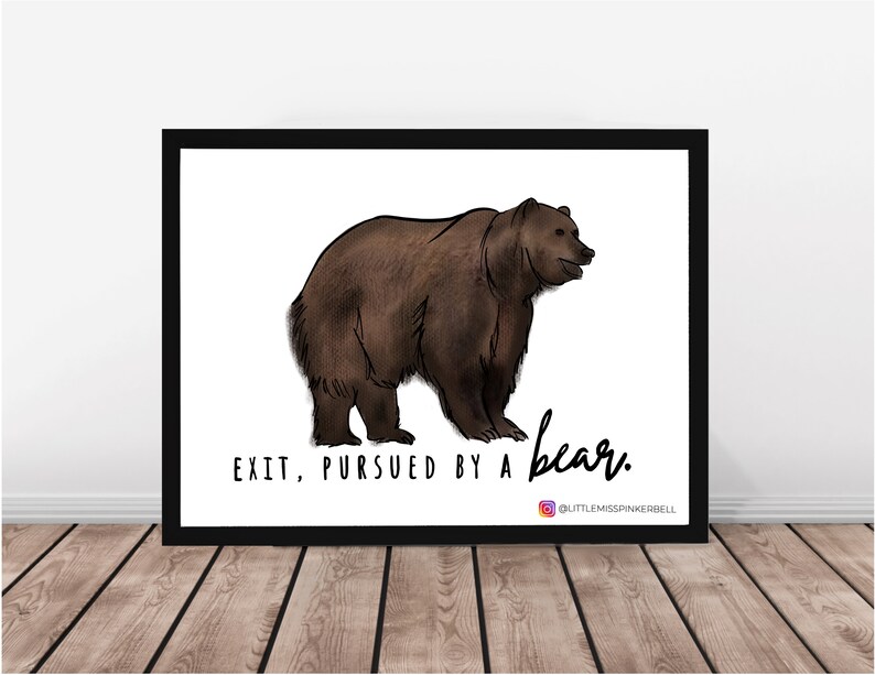 Shakespeare Sticker, Card, Exit, Pursued by a Bear- Winter's Tale Art ...