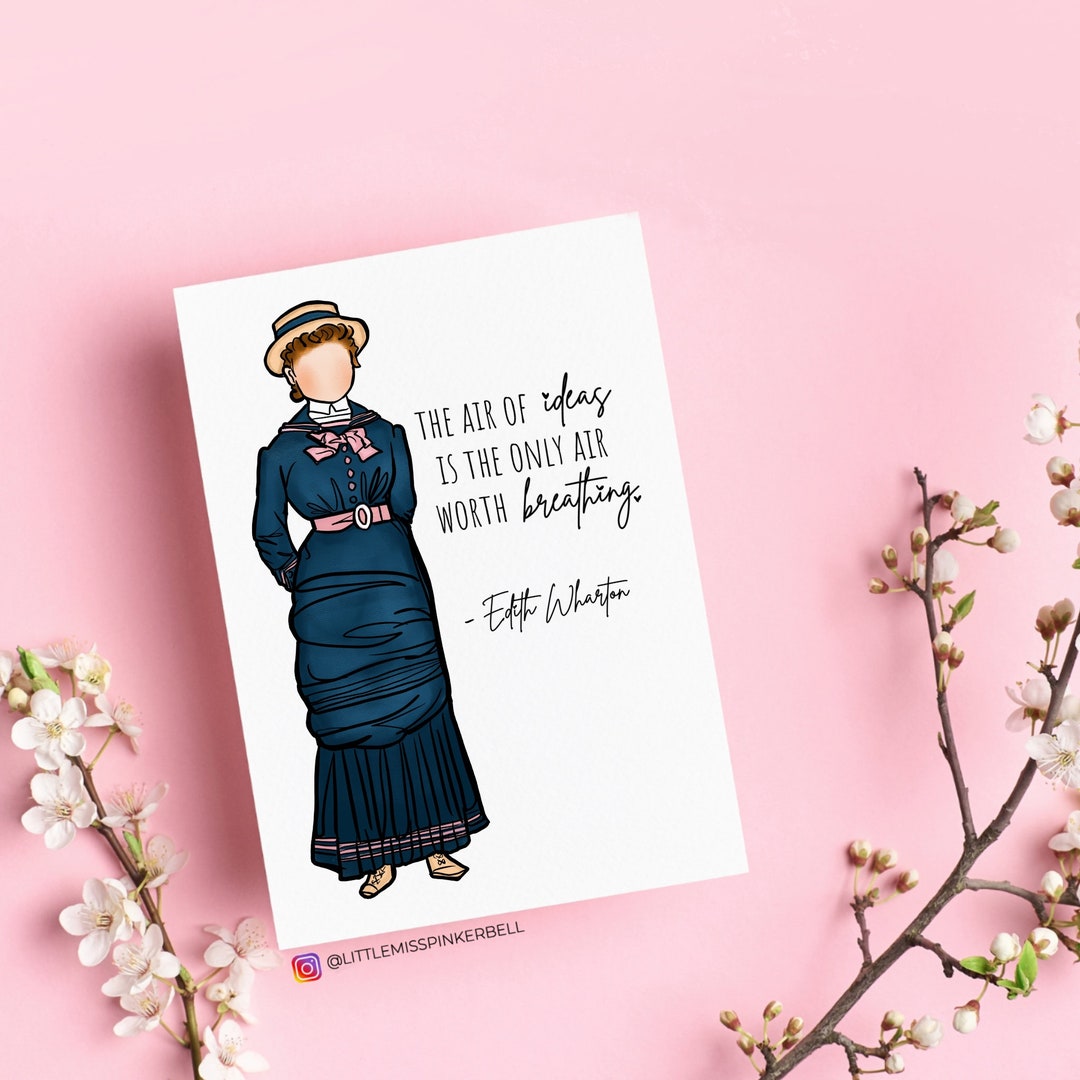 Edith Wharton Inspired Artwork- Miss Pinkerbell Journalist Notecard ...