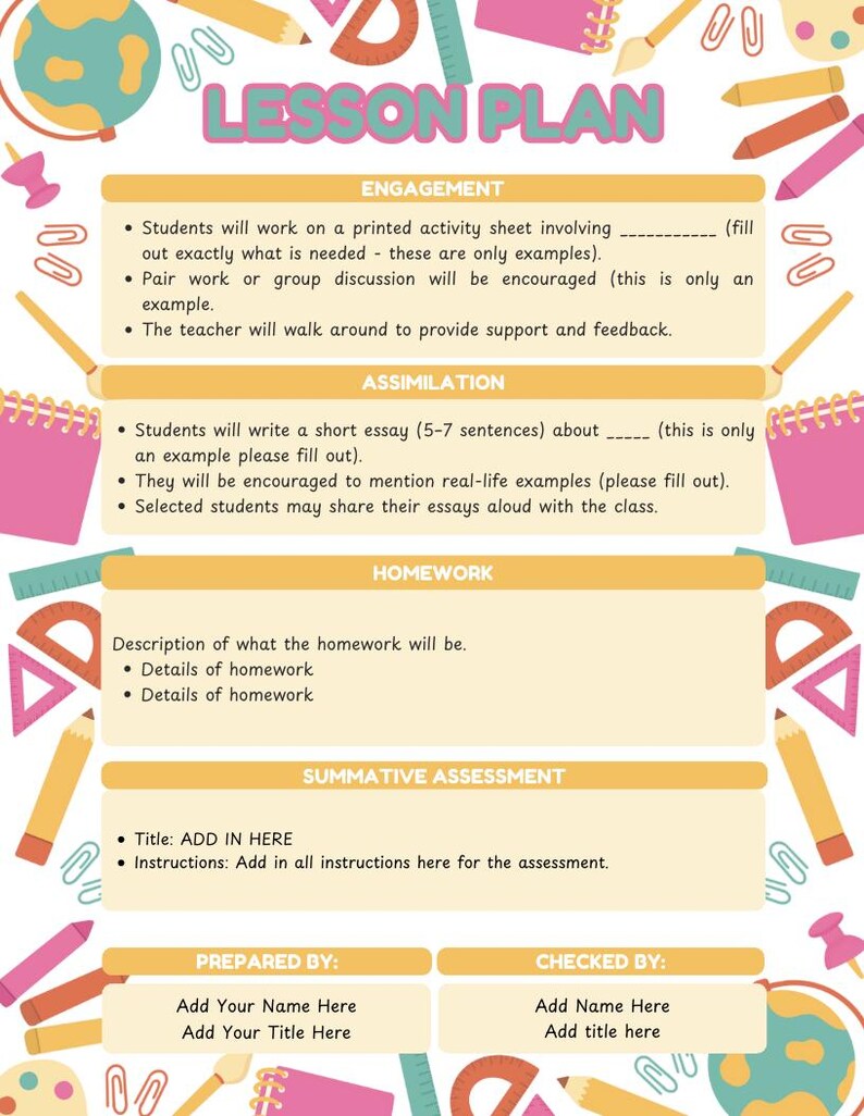 Printable Teacher Lesson Plan Template | Weekly & Monthly Planner for ...