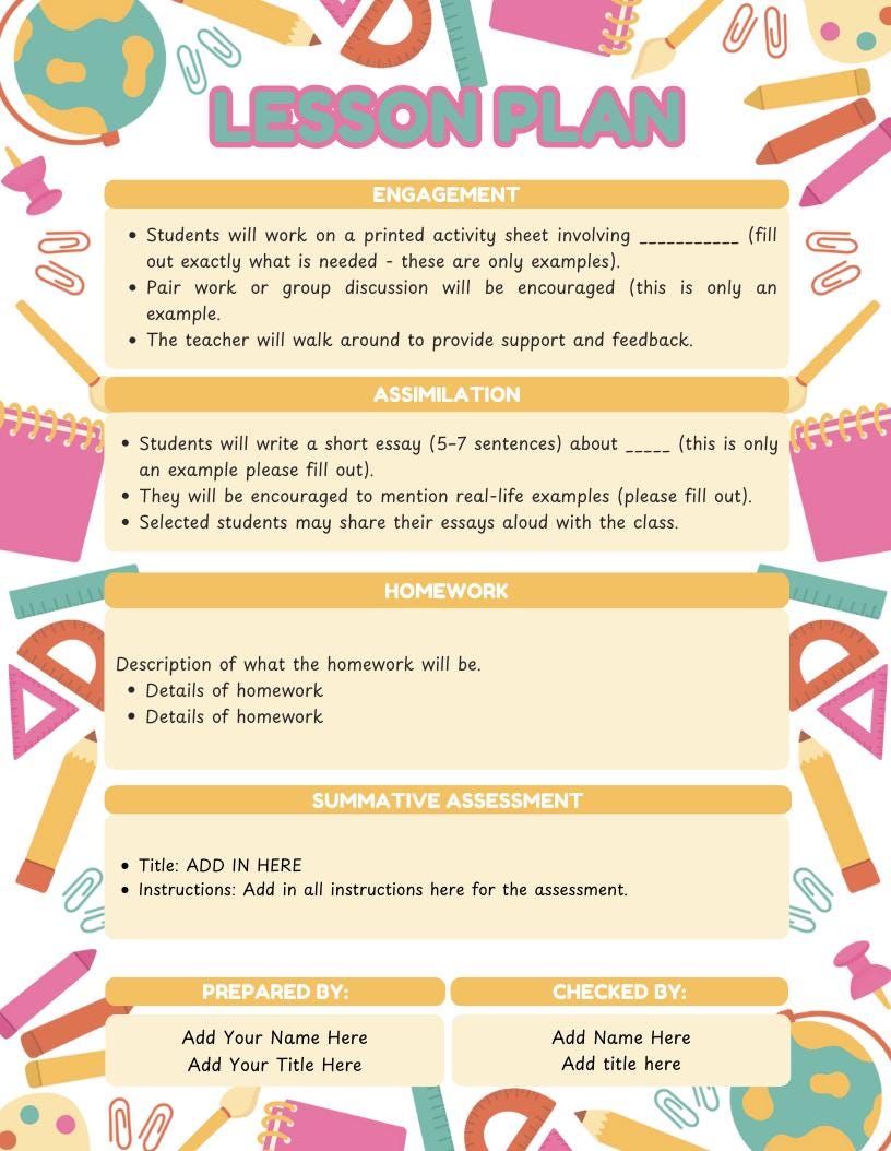 Customizable Teacher Lesson Plan Template: Weekly & Monthly Planner ...