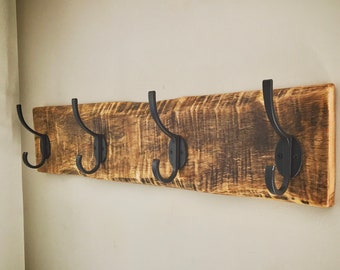 Coat Rack, Live Edge, Spalted Curly Maple, Towel Rack - Etsy