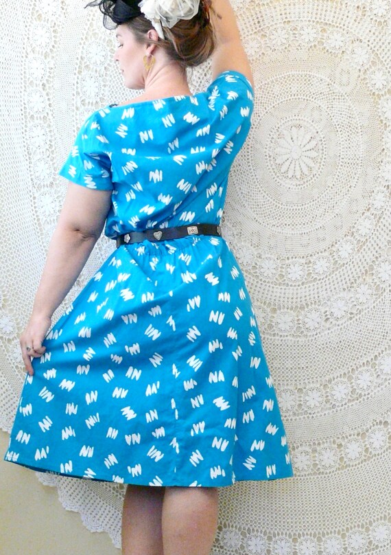 1980's Cass Label Day Dress - 100% Cotton Polkadot Pa… - Gem