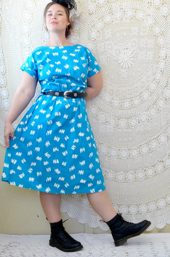 1980's Cass Label Day Dress - 100% Cotton Polkadot Pa… - Gem