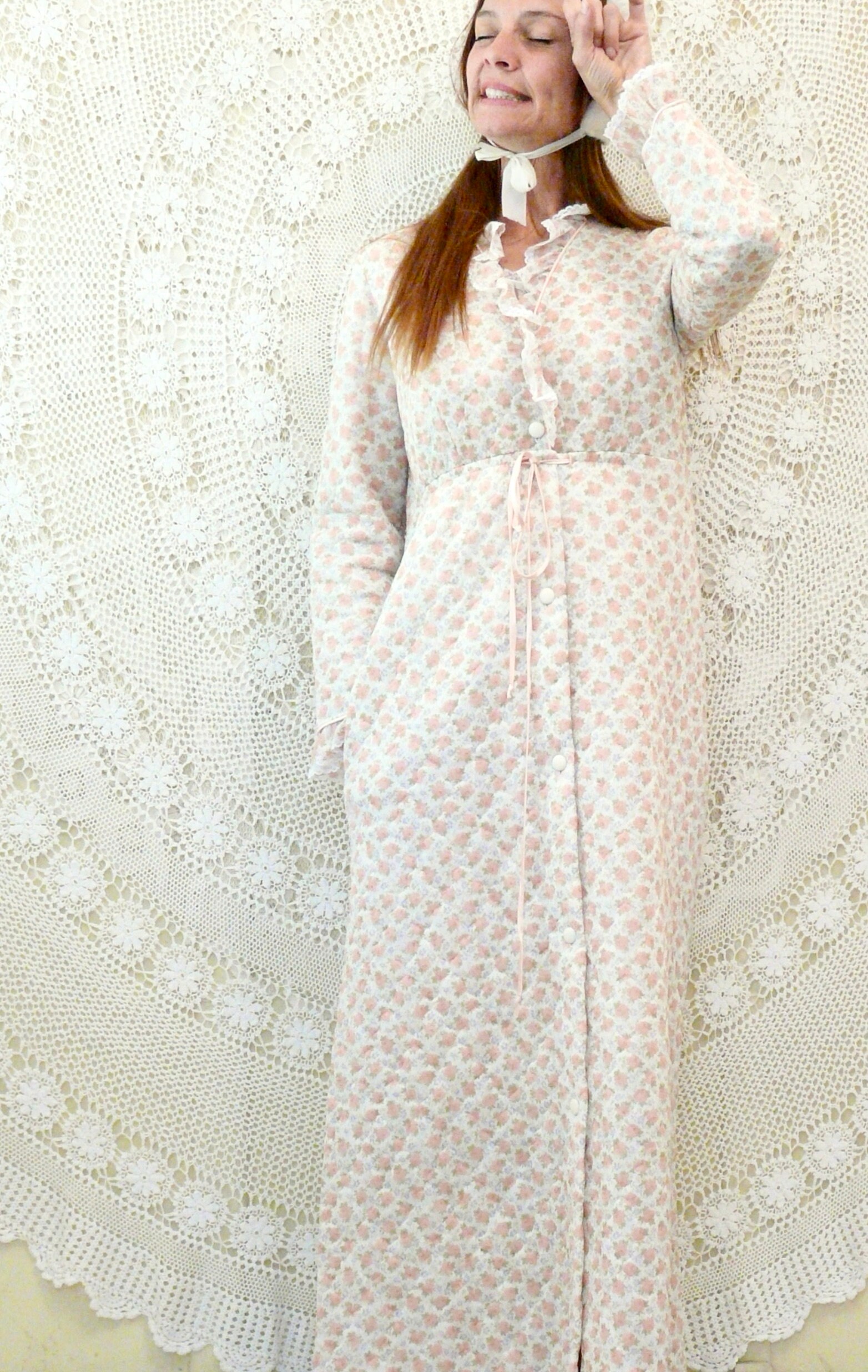 1970's Tiffany Label Quilted Dressing Gown Night-gown Robe Hostess ...