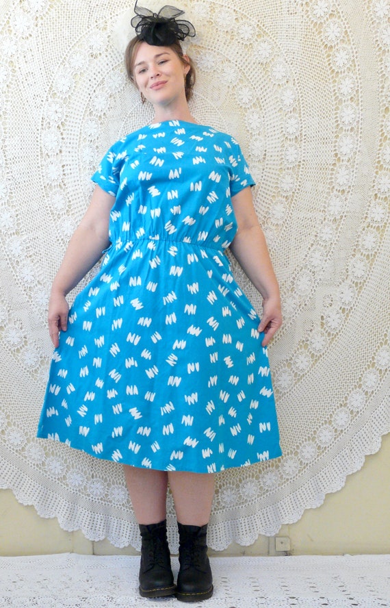 1980's Cass Label Day Dress - 100% Cotton Polkadot Pa… - Gem